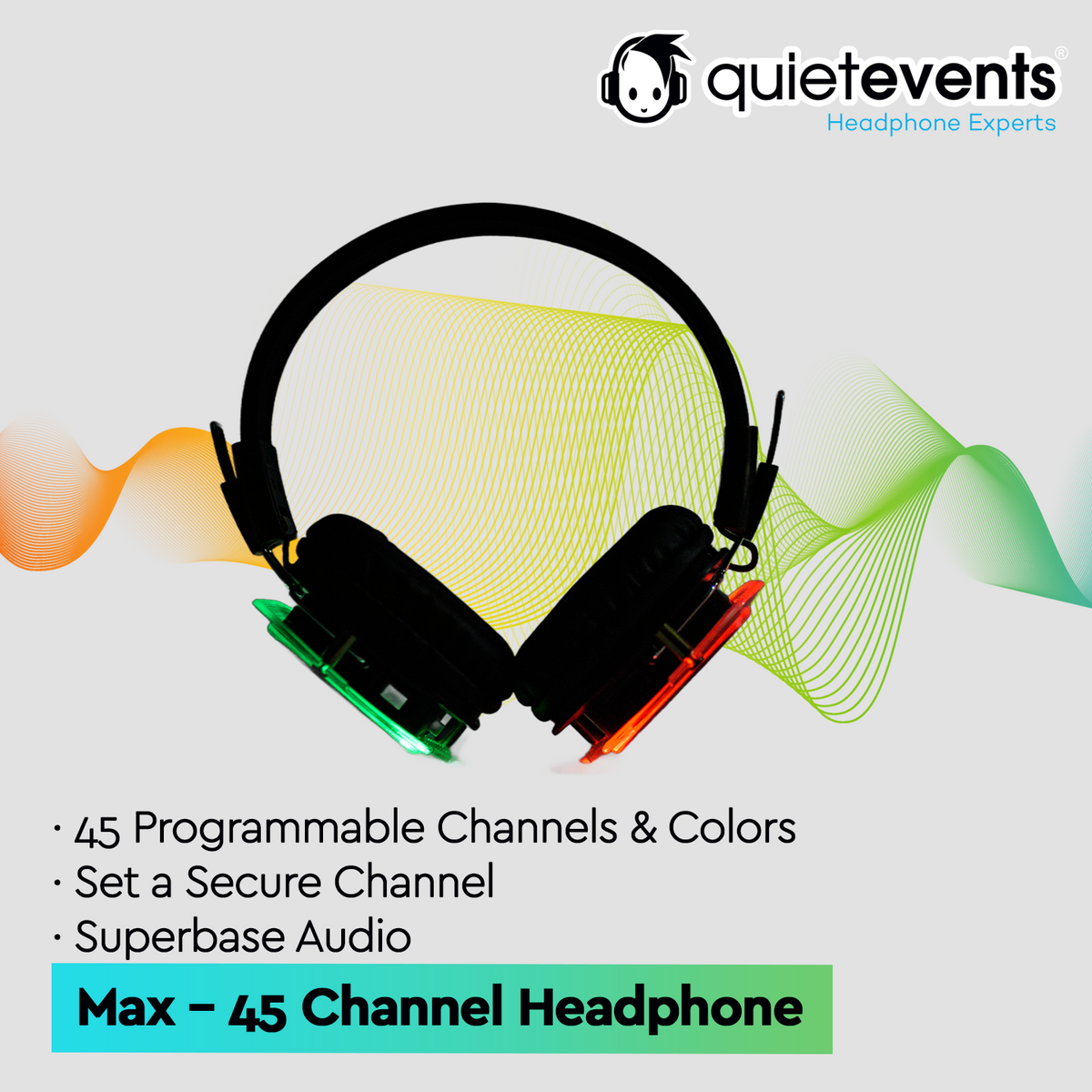 45 Max Headphone (45CH) - Silent Disco Headphones – Quiet Events Silent ...